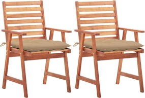 vidaXL Zahradní jídelní židle 2 ks s poduškami masivní akáciové dřevo [3064338] Barva: Jasně zelená