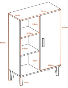 Vitrína DENVER 120 cm bílý/dub hickory