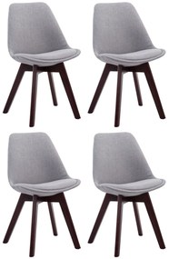 Židle Borne V2 látka (SET 4 ks), dřevené nohy ořech - Šedá