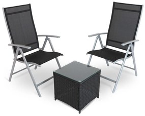 Zahradní balkonový set Fulvio - 2 židle, černá / šedá
