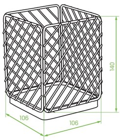Laveo Oslo, stojan na příbory 106x106x140 mm, černá-hnědá, LAV-ELA_700A