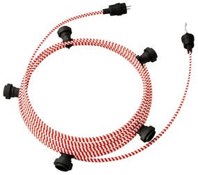 creative cables Hotový světelný řetěz LUMET 7,5 m je sestavený z 5 černých objímek, háčku a zástrčky Barva kabelu: Bílo-černá - ECC37