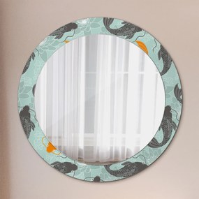 Kulaté zrcadlo s dekorem Čínský kapr fi 70 cm