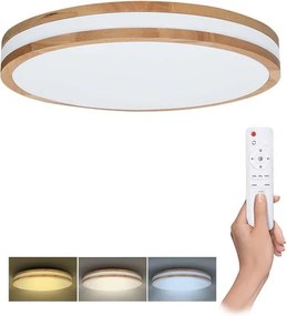 LED stropní světlo s dálkovým ovládáním Woody nastavitelné - průměr 50 cm, hnědá