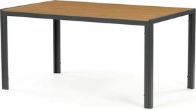 Stůl zahradní, deska polywood v dekoru dubu, šedá kovová konstrukce (150 x 89,5) cm