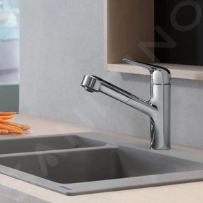 Hansgrohe Focus M42, dřezová baterie M427-H150 s výsuvnou sprškou, chromová, HAN-71814000