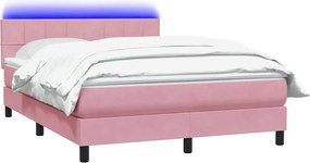 Box spring postel s matrací a LED růžová 160x210 cm samet 3316892