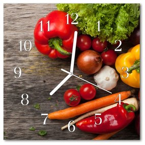 Nástenné skleněné hodiny zeleninový 30x30 cm