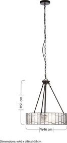 Kovové závěsné svítidlo se skleněným stínidlem ø 46 cm Waldorf – Premier Housewares