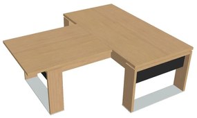 Stůl Verno+ S 200 x 220 cm s jednacím prvkem, dub světlý / černá