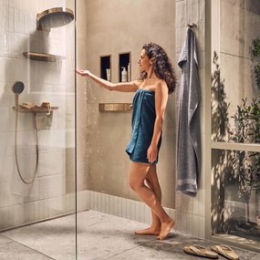 Hansgrohe Rainfinity, šíjová sprcha 500 1jet s poličkou, kartáčovaný bronz, HAN-26243140