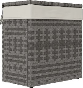 Zahradní box Outsunny z PE ratanu, venkovní úložná lavice s protiskluzovými nohami a voděodolnou podšívkou, 57x34x62cm, šedá a béžová | Aosom