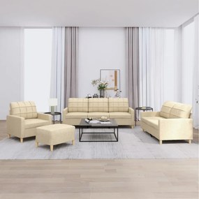 4dílná sedací souprava s poduškami krémová textil 3201252