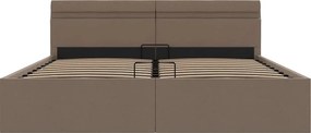 Rám postele s úložným prostorem LED taupe textil 160 x 200 cm 285628