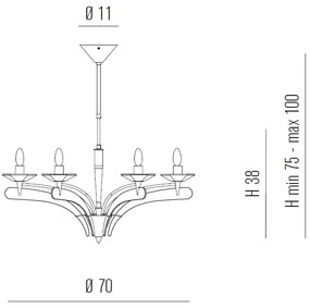 Metal Lux 197.166 Icaro, závěsné svítidlo 6xE14, chrom/křišťálové sklo, průměr 70cm