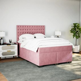 Box spring postel s matrací růžová 140x190 cm samet 3290923