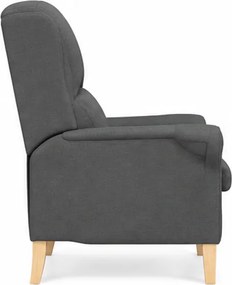 křeslo relaxační, odpočinkové, ušák, dřevo/textil, 101x95x75 cm, přírodní/tmavě šedá, Dekorino KR20260035