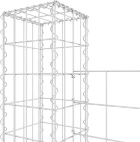 Gabionový koš ve tvaru U se 6 sloupky železo 620 x 20 x 200 cm 151293