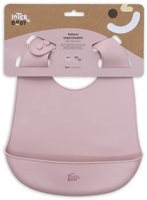 Interbaby Silikonový bryndák s kapsou růžový tmavý nastavitelný voděodolný