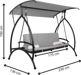 Zahradní houpačka 3-místná SPRINGOS JOKO GS0030, šedá