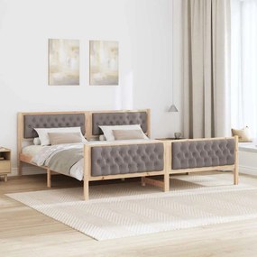 Rám postele s čelo Taupe 200 x 200 cm Masivní borové dřevo 3394271