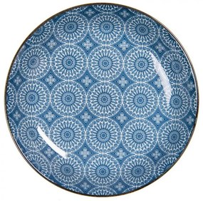 Hluboký talíř s modrým květinovým ornamentem Blue Snowflake – 450 ml