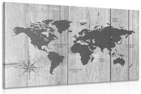 Obraz šedá mapa na dřevěném pozadí - 120x80 cm