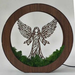 Dřevěná LED lampa s mechem – Anděl I SENTOP LED0606