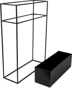 KOVOVÝ KVĚTINÁČ SE STOJÁNEM RECT 90X24X64 CM ČERNÁ