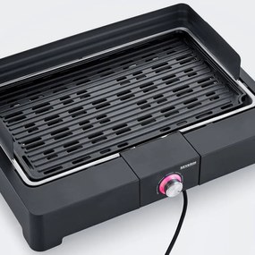 Elektrický stolní BBQ gril Severin PG 8567 / 2200 W / 44,5 x 26 cm / 1150 cm2 / černá