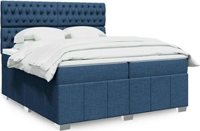 Box spring postel s matrací modrá 200x200 cm textil 3294088