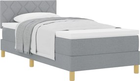 Postel s boxspringem s polštářem Světle šedá 90 x 190 cm textil 3338958