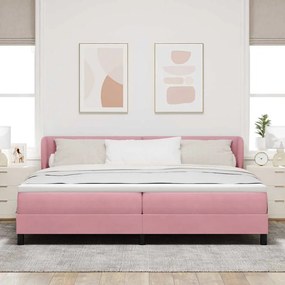 Postel s boxspringem s čelo Růžová 200 x 200 cm samet 3340411