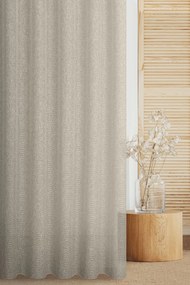 Záclona 140x250 Seville 2 béžová připravená na průchodky z měkké síťoviny v ekologickém stylu zakončená zátěží Terra Collection Eurofirany