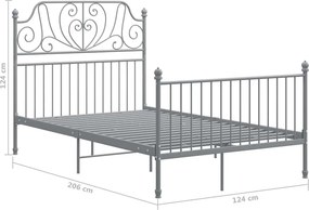 Rám postele šedý kov 120 x 200 cm 324849