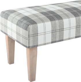Dlouhá lavička 100x40cm barva šedá látka pletený vzor, vzorované