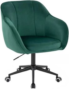 LuxuryForm DESIGN Otočná židle AVOLA VELUR na černé podstavě s kolečky - zelená