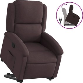 Zvedací polohovací křeslo tmavě hnědé textil 3204169