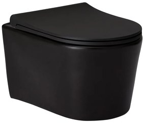 CERANO - Závěsná WC mísa Puerto, Rimless + sedátko Sedile, softclose - černá matná - 35x50 cm
