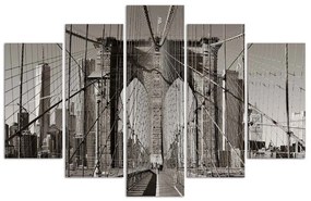 Obraz na plátně pětidílný Brooklynský most New York - 200x100 cm