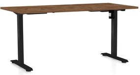 Výškově nastavitelný stůl OfficeTech A, 160 x 80 cm, černá podnož, dub silverjack