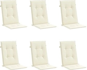 Podušky na židli vysoké opěradlo 6 ks krémové 120x50x3cm textil 314106