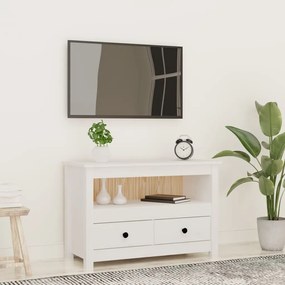 TV skříňka bílá 79x35x52 cm masivní borové dřevo