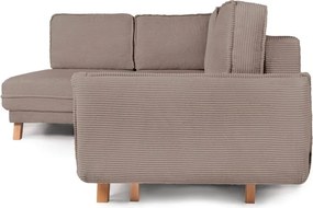 Taupe manšestrová rozkládací/s úložným prostorem rohová pohovka (pravý roh/do L) Tori – Bonami Selection