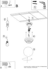 Stropní svítidlo Zori, 1x bílé skleněné stínítko, gr