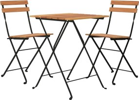 3dílný skládací bistro set masivní teakové dřevo a ocel 319977