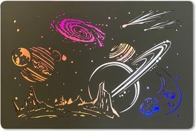 Li-Go "Vesmír" světelný obraz RGB s baterií 90x60 cm provedení povrchu: ořech