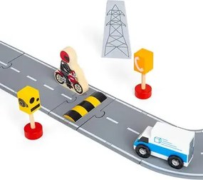 Bigjigs Rail Dřevěná sada příslušenství silnice / od 3 let