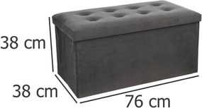 Velký pouf s odkládací přihrádkou v šedé barvě, pouf na chodbu, pouf na pokoj, skládací pouf, sedadlo, pouf