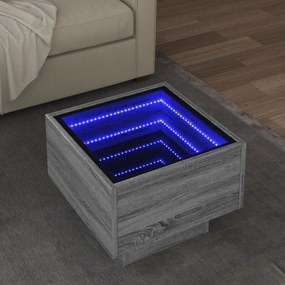 Odkládací stolek s LED šedý sonoma 40x40x30 cm kompozitní dřevo